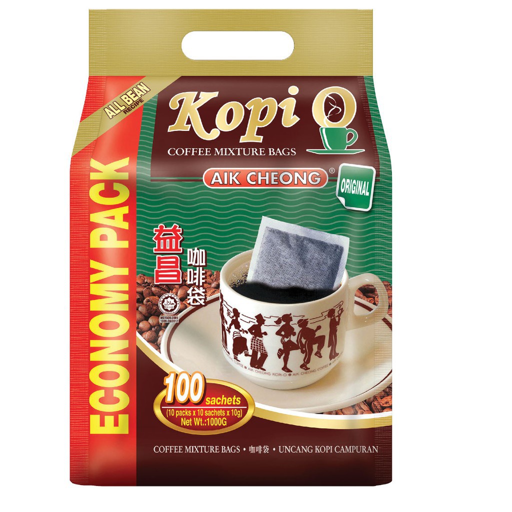AIK CHEONG Kopi-O Bag Uncang Kopi - Original Economy Pack (10g x 100's ...