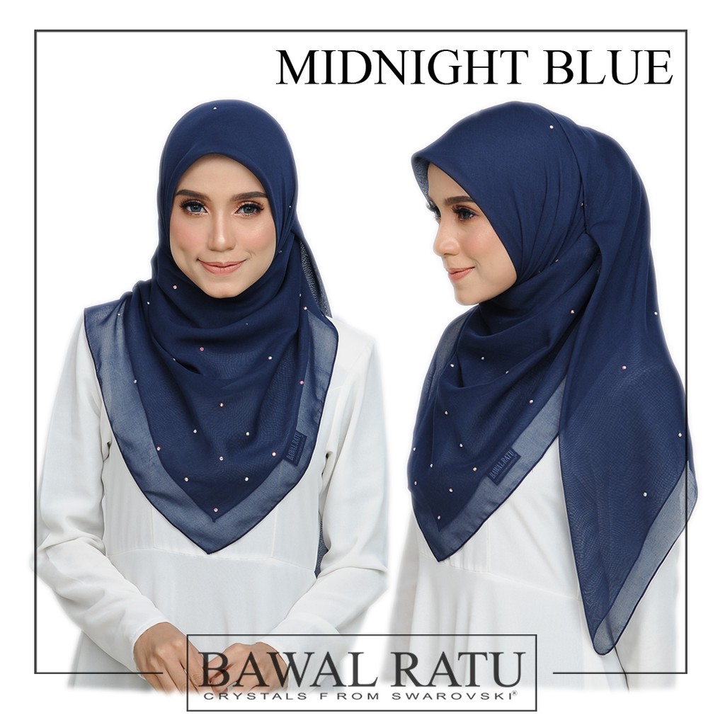 BAWAL RATU WITH SWAROVSKI (BIDANG 45) MIDNIGHT BLUE | Shopee Malaysia