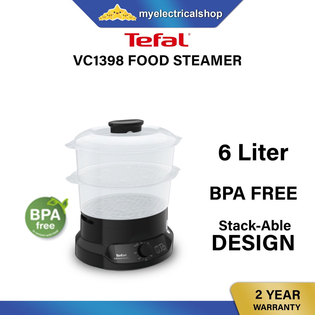 Tefal VC1398 Mini Compact 6 Liter Steam Cooker Food Steamer VC139865 ...