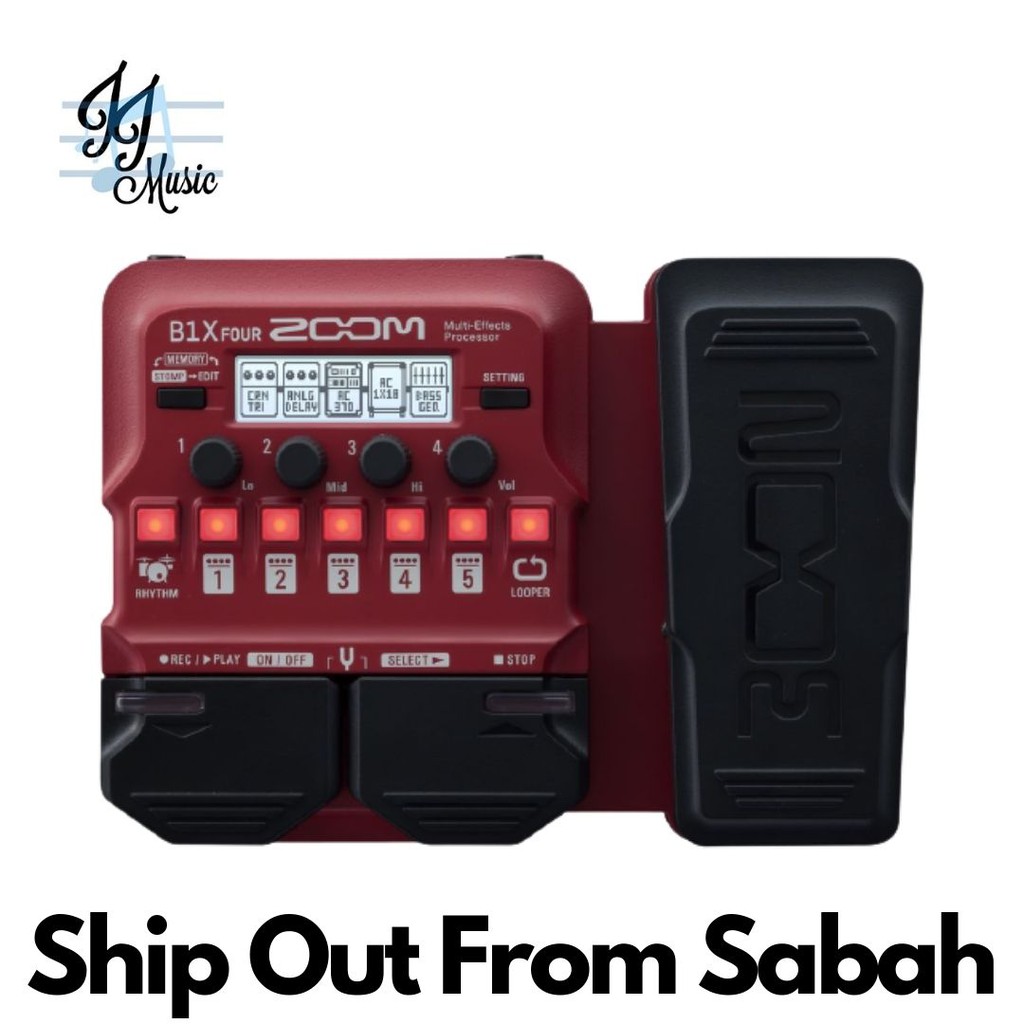 Zoom B1X FOUR Bass Guitar Multi-effects Processor with Expression Pedal ...
