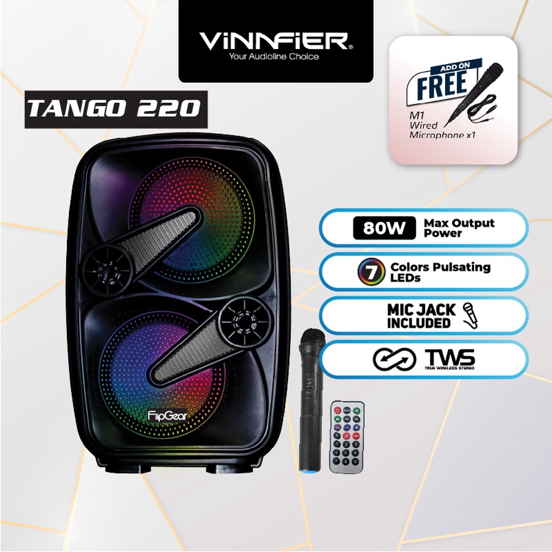Vinnfier FlipGear Tango 220 WM TWS Wireless Portable Bluetooth Speaker Aux Line Trolley Speaker ...
