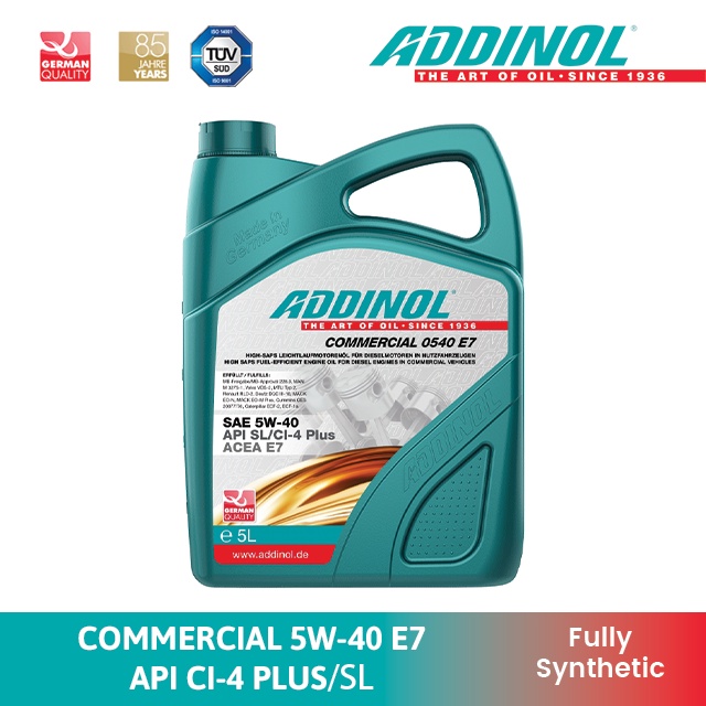 Addinol Commerial 5W-40 E7 Fully Synthetic Diesel Engine Oil (5L ...