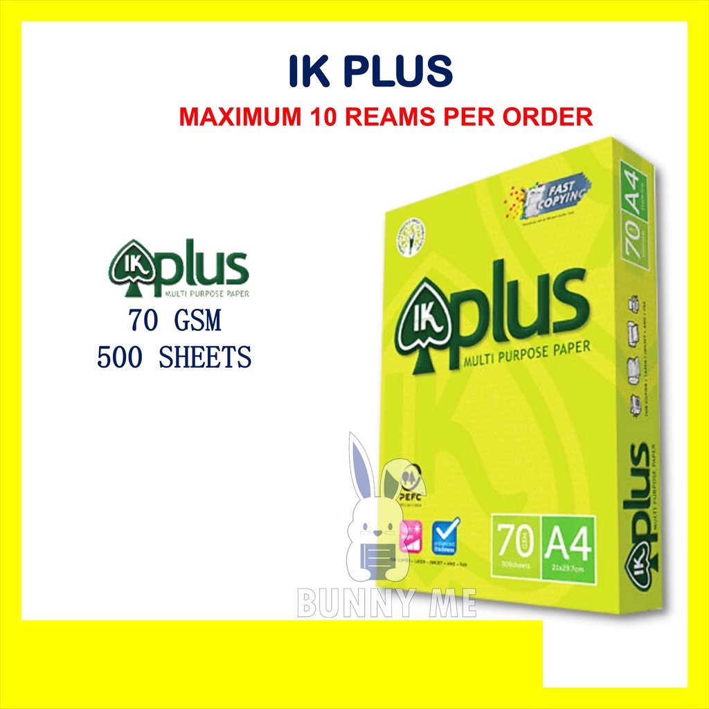 IK PLUS PAPER A4 70GSM 500 SHEET PER PACKET / PHOTOSTAT / COPY PAPER | Shopee Malaysia