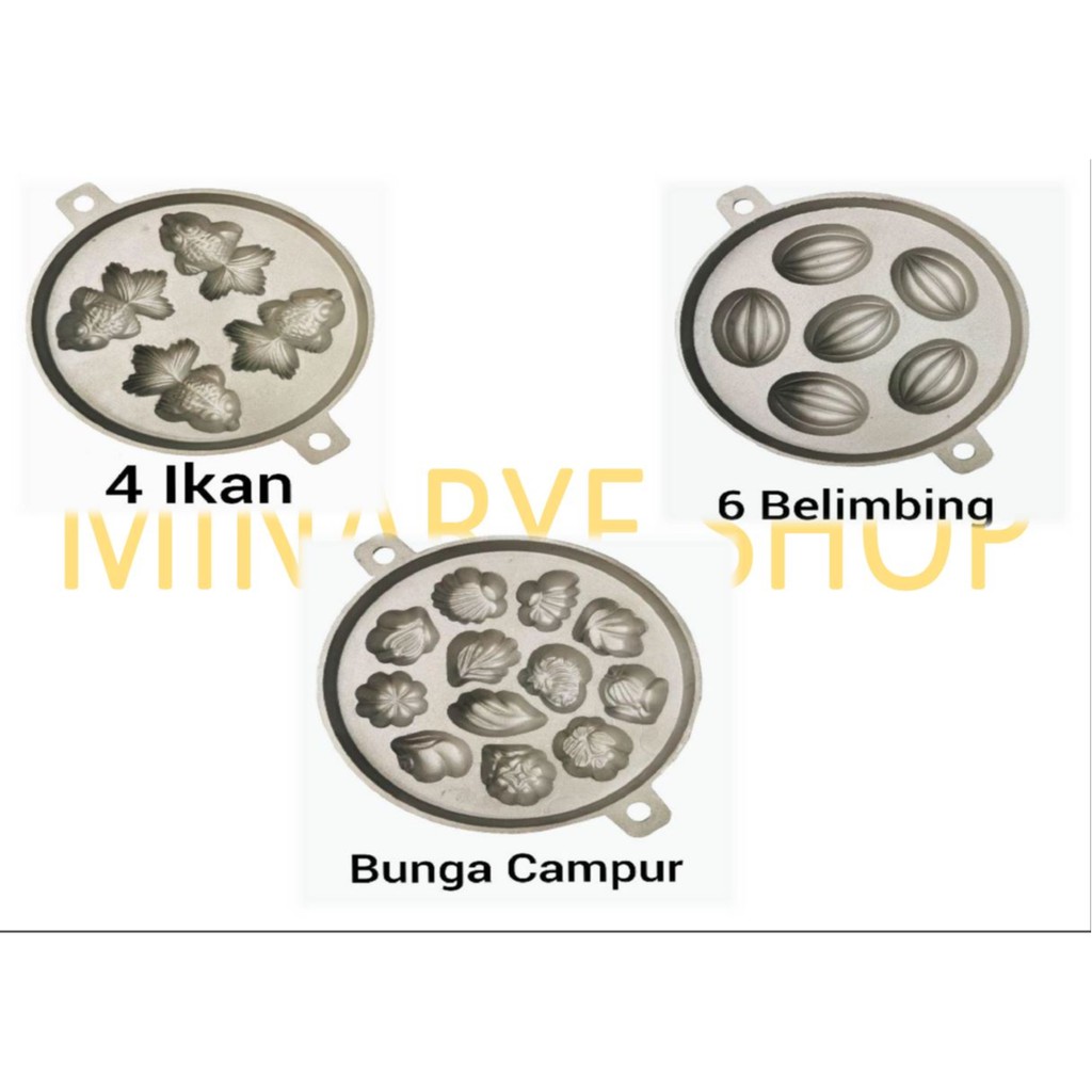 Acuan kuih Bahulu /Bahulu mould Aluminium Bulat (4 corak ikan/ 6 corak ...