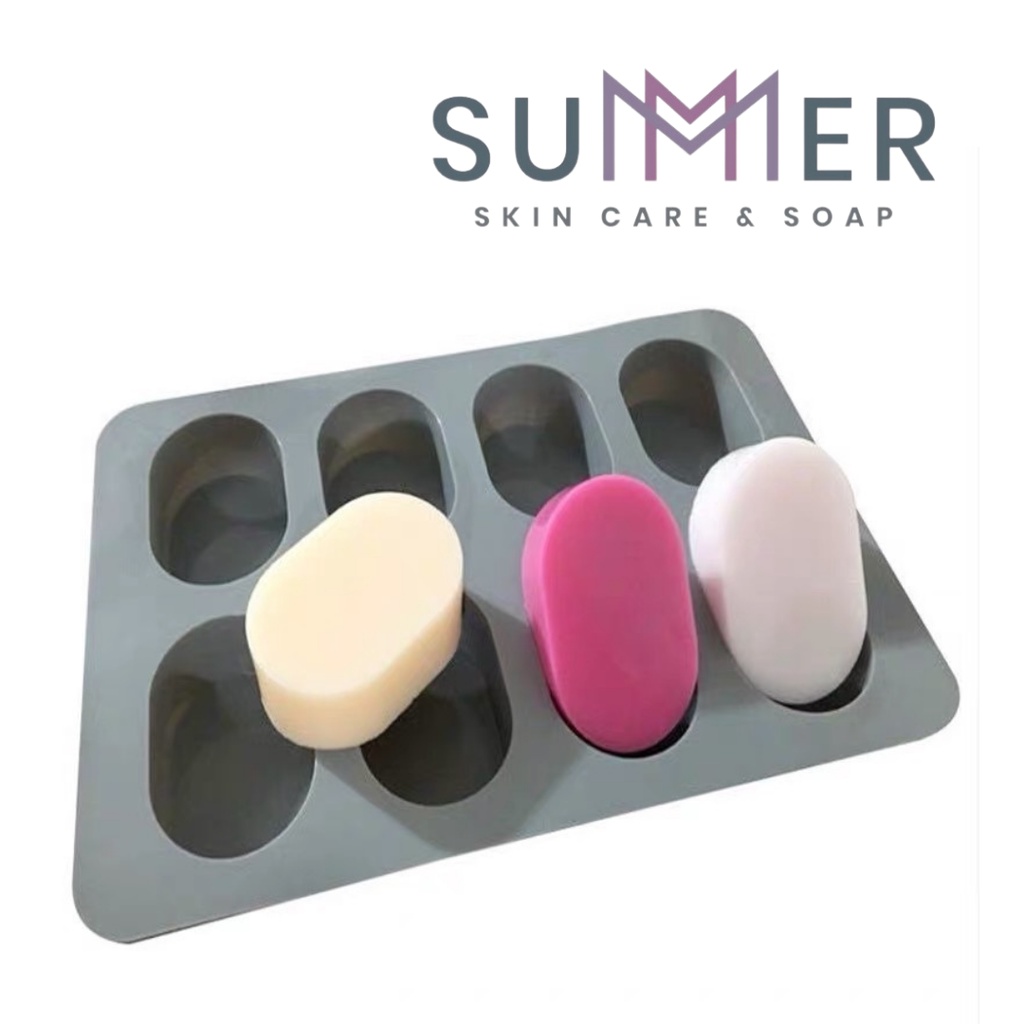 Summer Soap Oval Shape 8 Cavity Silicone Mold Handmade Soap Bar Jelly ...