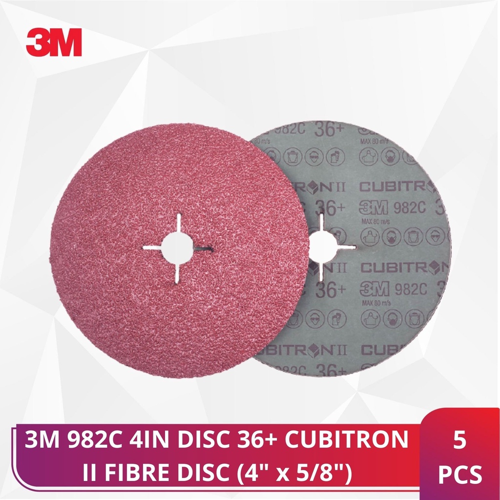 3M 982C 4 Inch Disc 36+ Cubitron II Fibre Disc (4"X5/8") (5Pcs/ Pack) 100mm x 16mm | Shopee Malaysia