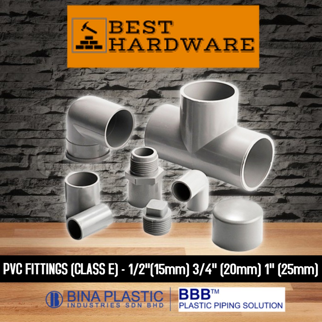 BBB PVC PIPE FITTINGS 15MM 1/2" CLASS D ELBOW SOCKET TEE VALVE SOCKET P/T SOCKET END CAP PLUG ...