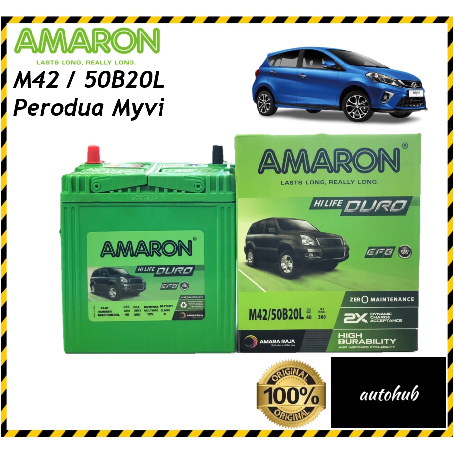 AMARON Battery for Perodua Myvi M42 EFB Series Idle Start Stop Car Battery Premium Lasting (M42 ...