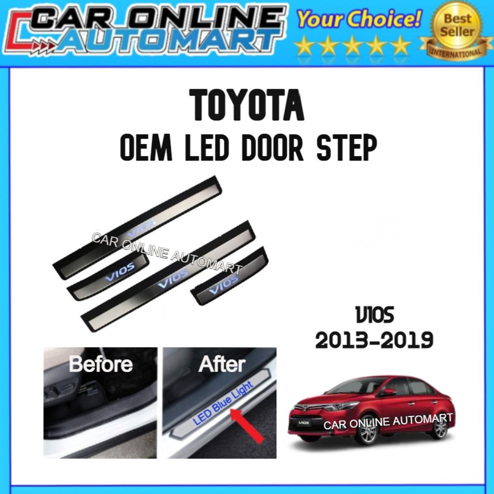 Toyota vios 2013-2019 oem side steel plate/door side step with led blue ...