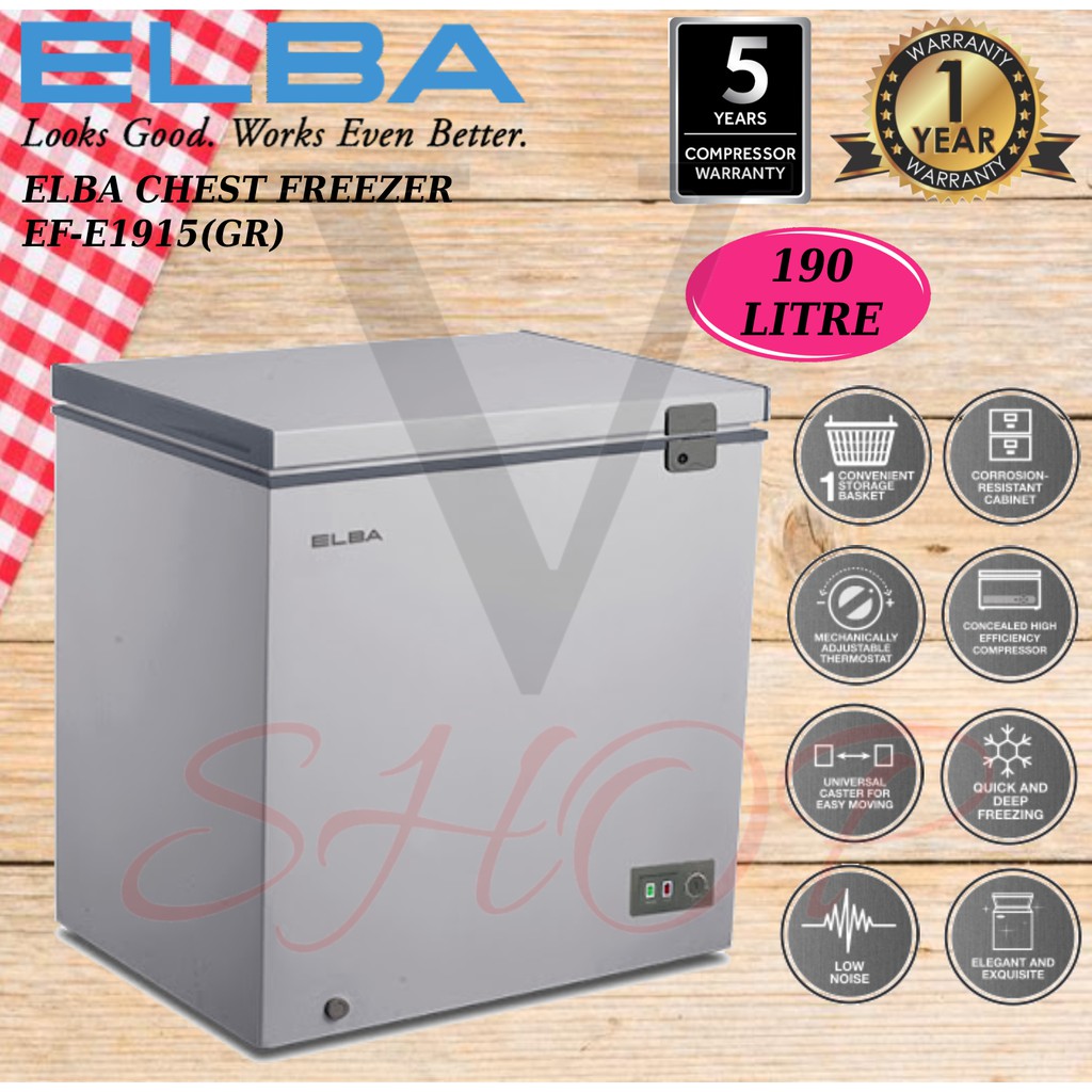 ELBA 190L CHEST FREEZER EF-E1915(GR) | Shopee Malaysia