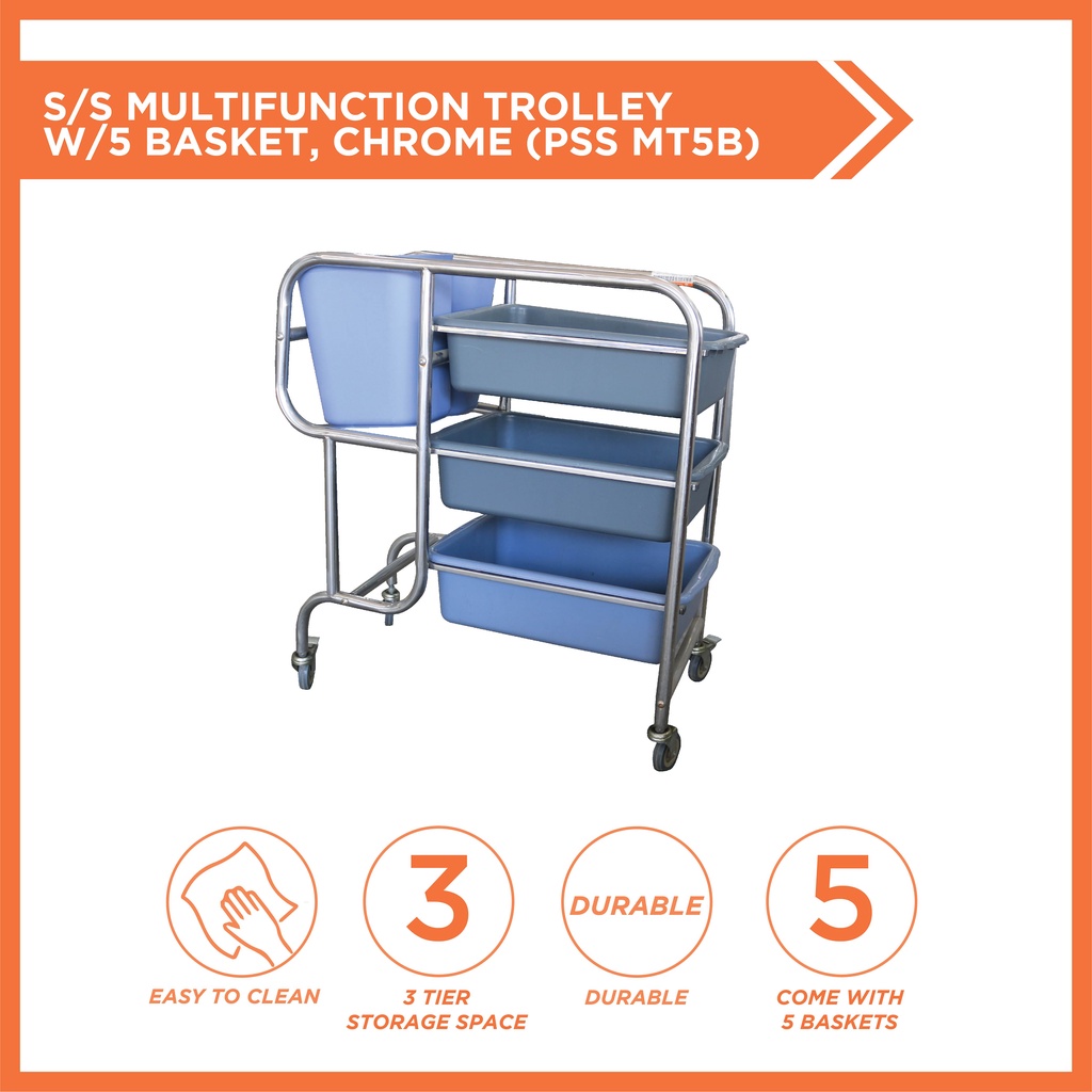 Multi function 3 Tier Trolley Dish Storage Rack with Baskets and Bin ...