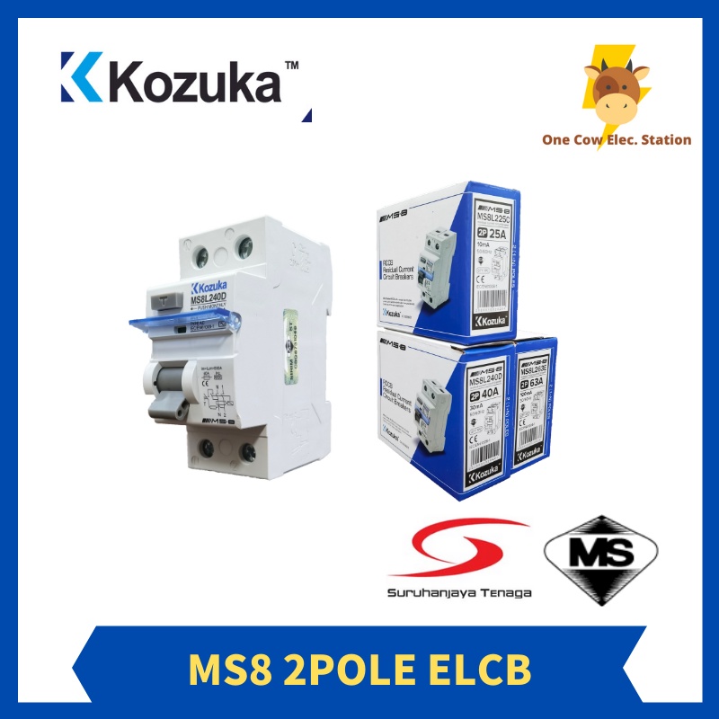 Kozuka #MS8 2Pole (25A/40A/63A) *10ma**30ma**100ma* #ELCB #JKR SIRIM APPROVAL | Shopee Malaysia