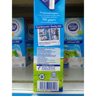 Dutch Lady Full Cream Milk Susu Penuh Krim Berkhasiat 1litre | Shopee ...