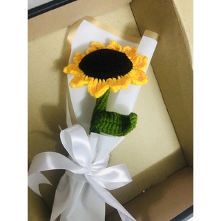 Sunflower Crochet Bouquet (white wrapping) / flower crochet / bunga ...