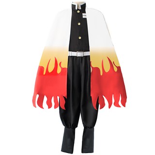 Kimetsu no Yaiba Cosplay Rengoku Costume Cape Fire Pillar Demon Slayer ...