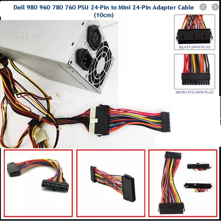 Dell Optiplex 24 Pin to Mini 24 Pin Slim 760 780 960 980 ATX Power ...