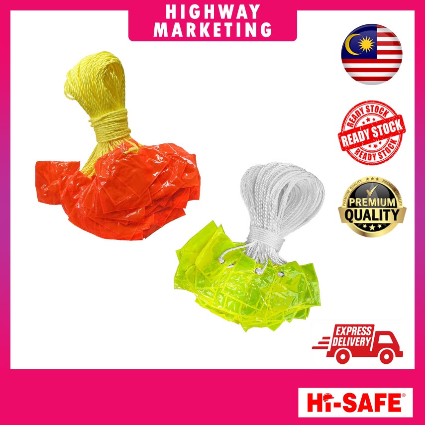 Hi-Safe Delineator Rope with Yellow/Orange Reflective Flag 50m | Shopee ...