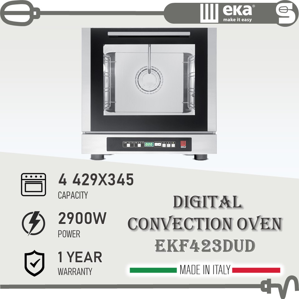 EKA Digital Convection Oven EKF423DUD (4 429x345mm/2900W) with Humidity Steam 99 Programs Bi ...