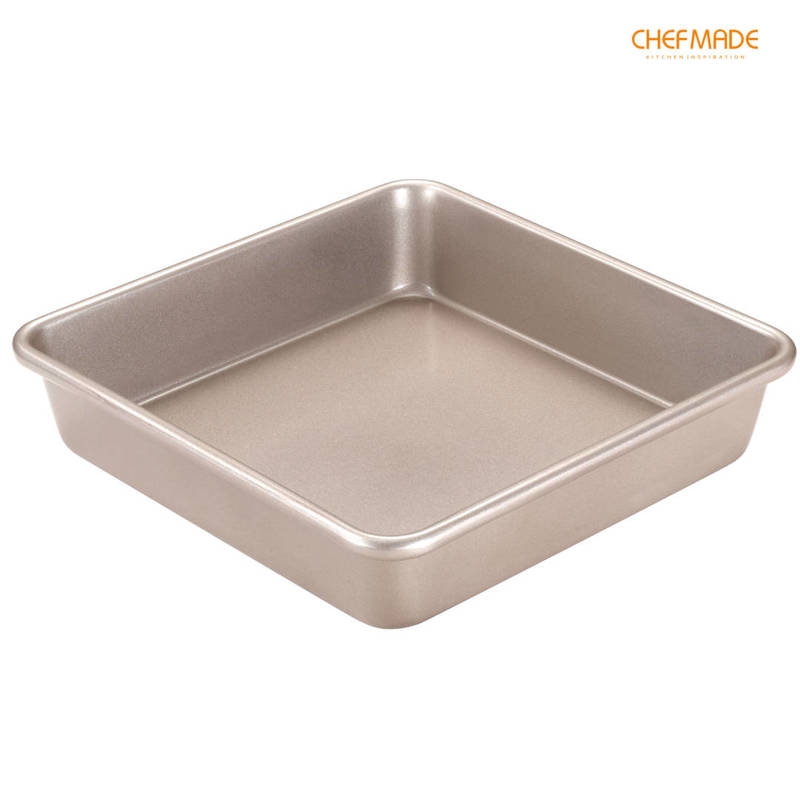 CHEFMADE 8 Inch Non-Stick Square Cake Pan Square Bakeware Loaf Pan Deep ...