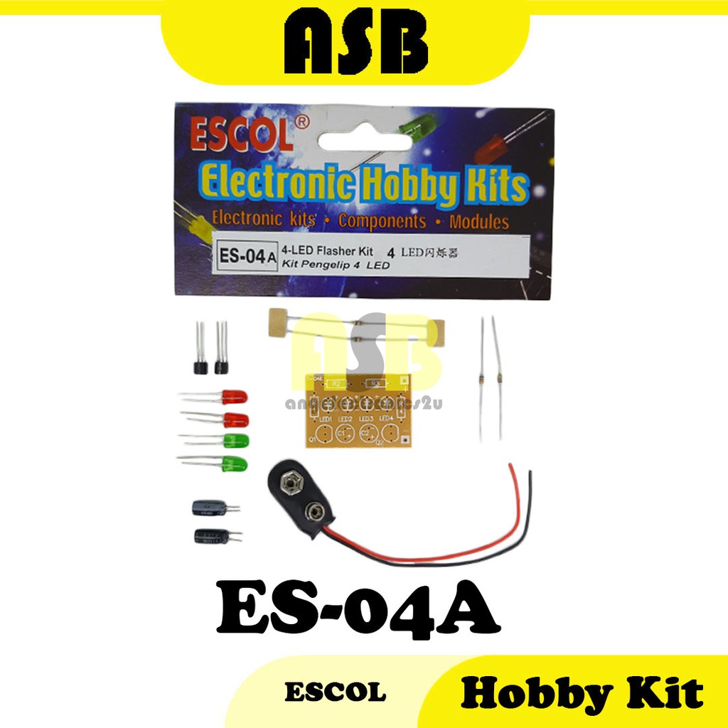 (1pc) ESCOL ES-04A 4-LED Flasher Electronic Hobby Kits ( 213010004 ...