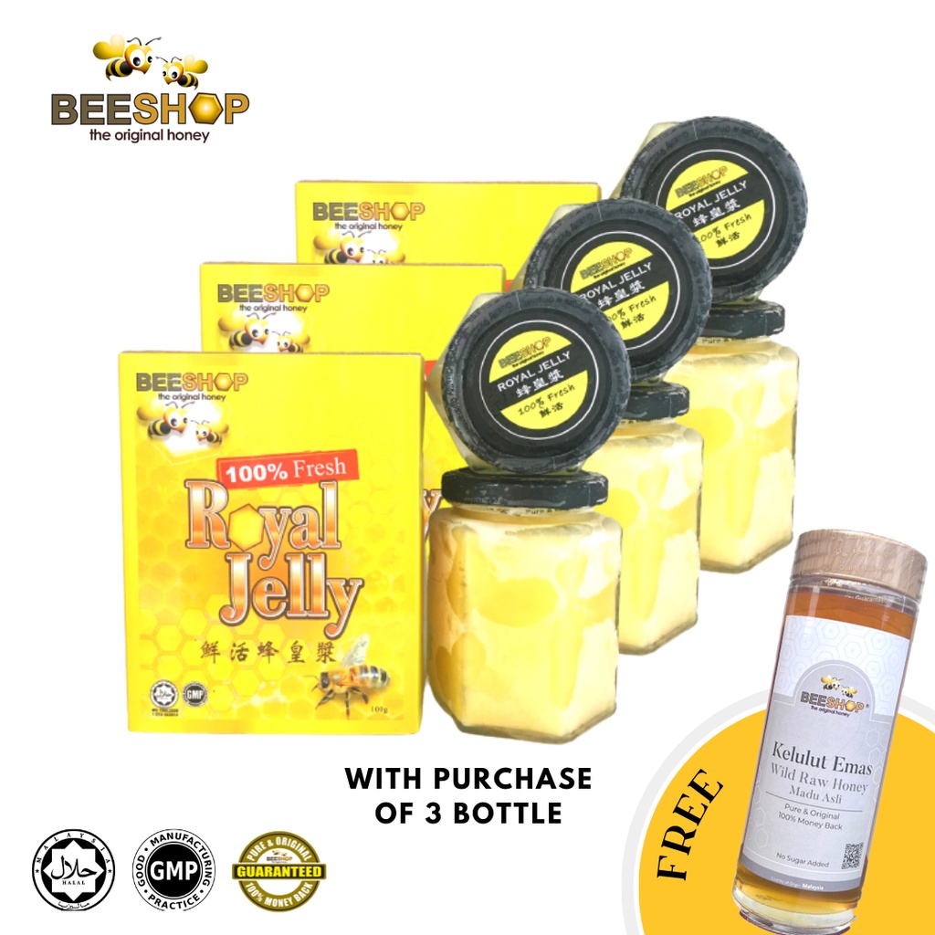 (Ready Stock) Bee Shop Package Buy 3 Fresh Royal Jelly 300g, FREE 1 Kelulut Dew Raw Honey 920g ...