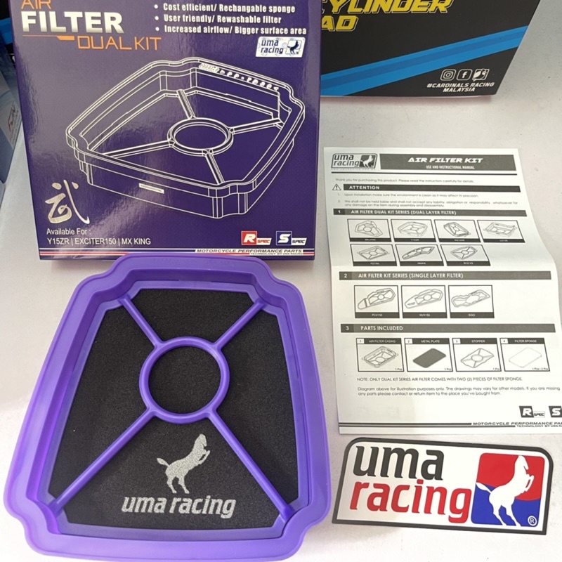 Uma Racing Air Filter Dual Kit For Y15zr V1 V2 sym Vf3i Rsx Rs150 Lc135 ...