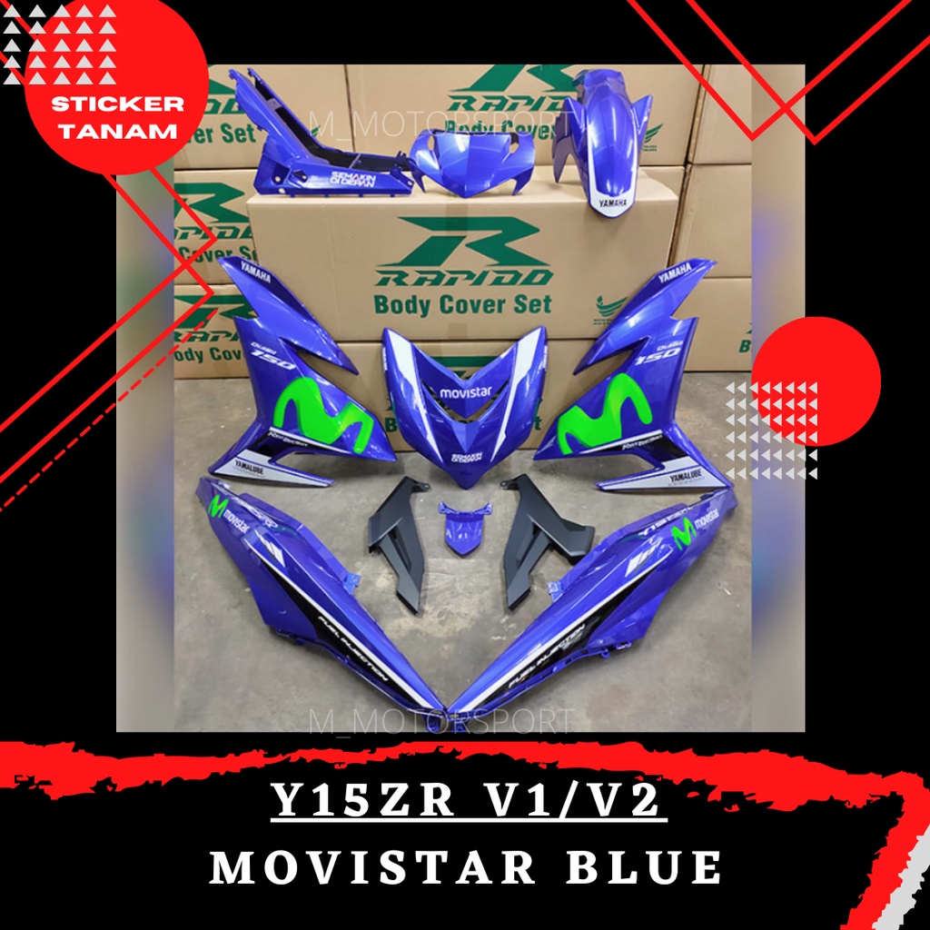 RAPIDO COVER SET Y15ZR V1/V2 MOVISTAR BLUE (STICKER TANAM/AIRBRUSH ...