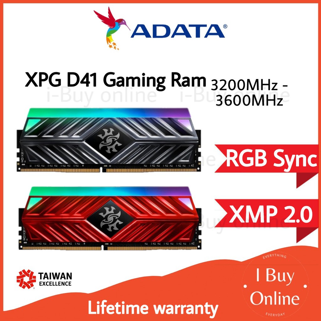ADATA XPG GAMING RAM SPECTRIX D41 RGB DDR4 3000 / 3200 / 3600 - Grey ...