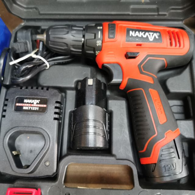 NAKATA NKT1231 2 BATTERY DRILL CORDLESS DRILL 2 SPEEDS DRIVER HAND ...