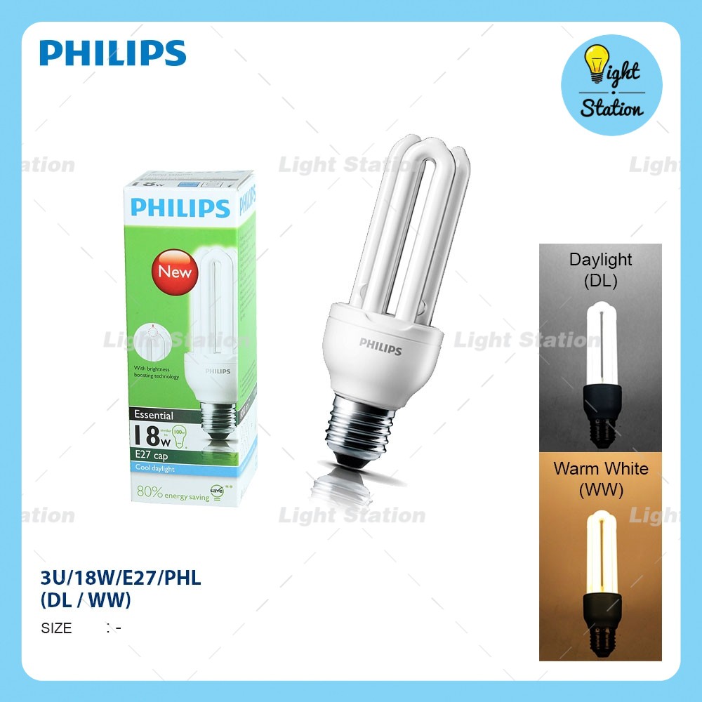 PHILIPS ESSENTIAL 3U 18W E27 BULB DL/WW | Shopee Malaysia