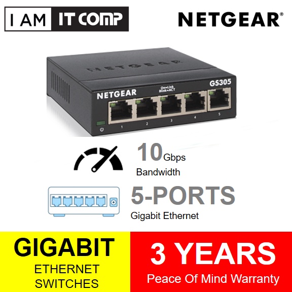 NETGEAR GS305 5-Port Gigabit Ethernet Unmanaged Switch (GS305-300UKS ...