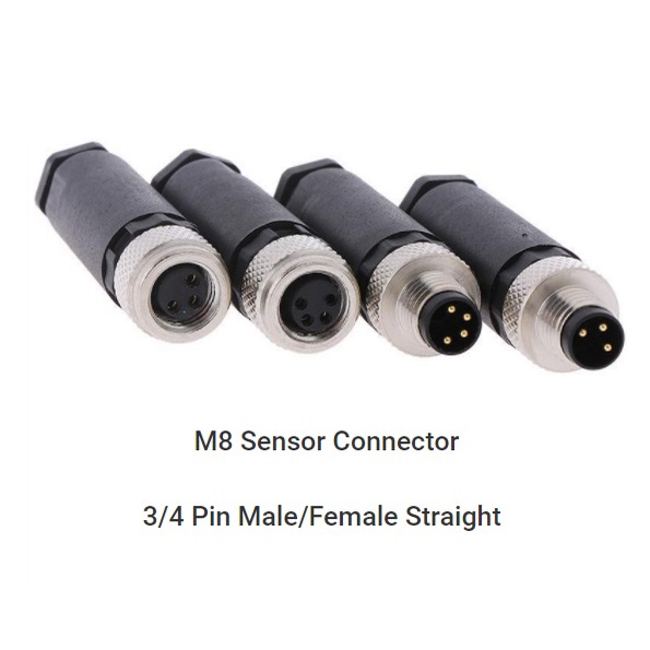 Waterproof M8 Connector 3 Pin 4 Pins Female Male Sensor Screw Straight ...