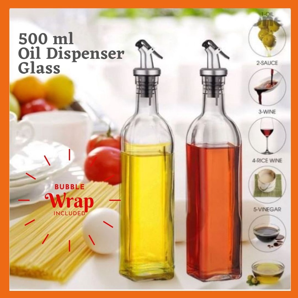 500ml Oil, Olive, Vinegar ,Oil Dispenser Glass Bottle Cooking / Botol ...