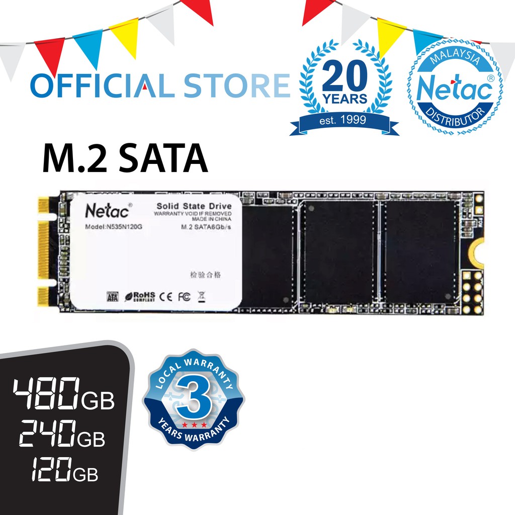 Netac Genuine M.2 SSD N535N 128GB / 256GB / 480GB M.2 2280 SATA 6Gb/s Solid State Drive | Shopee ...