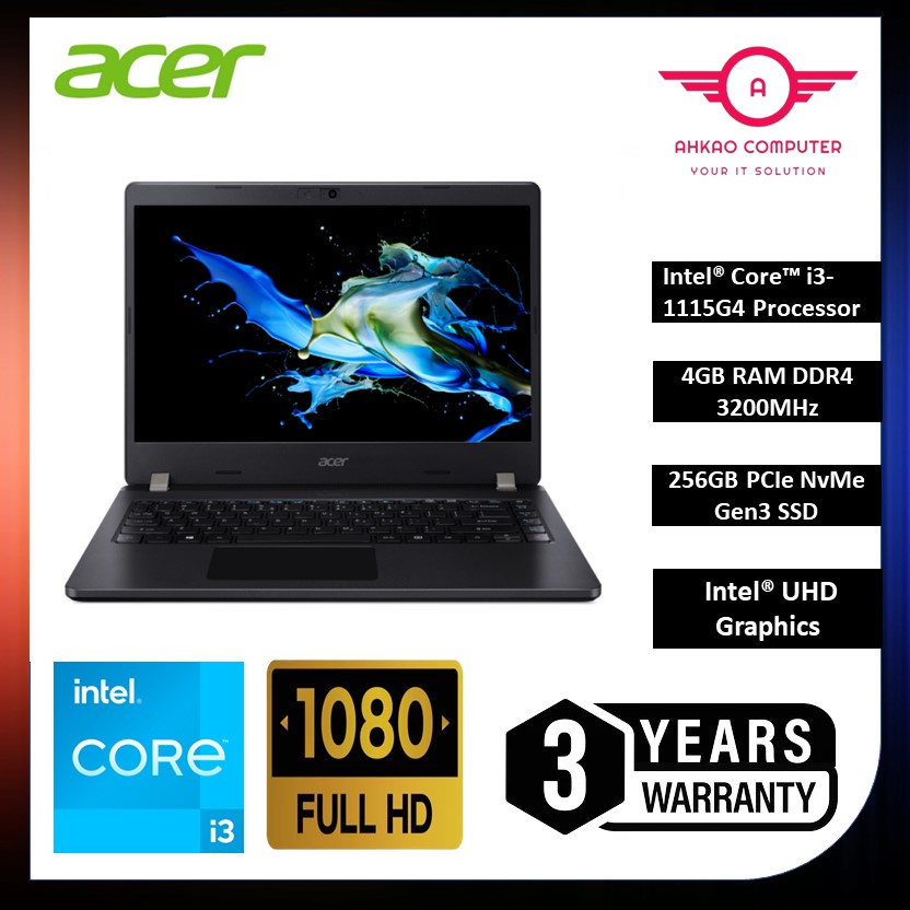 Acer TravelMate P2 TMP214-53-35GF 14'' FHD Laptop Shale Black ( I3-1115G4, 16GB RAM, 512GB SSD ...
