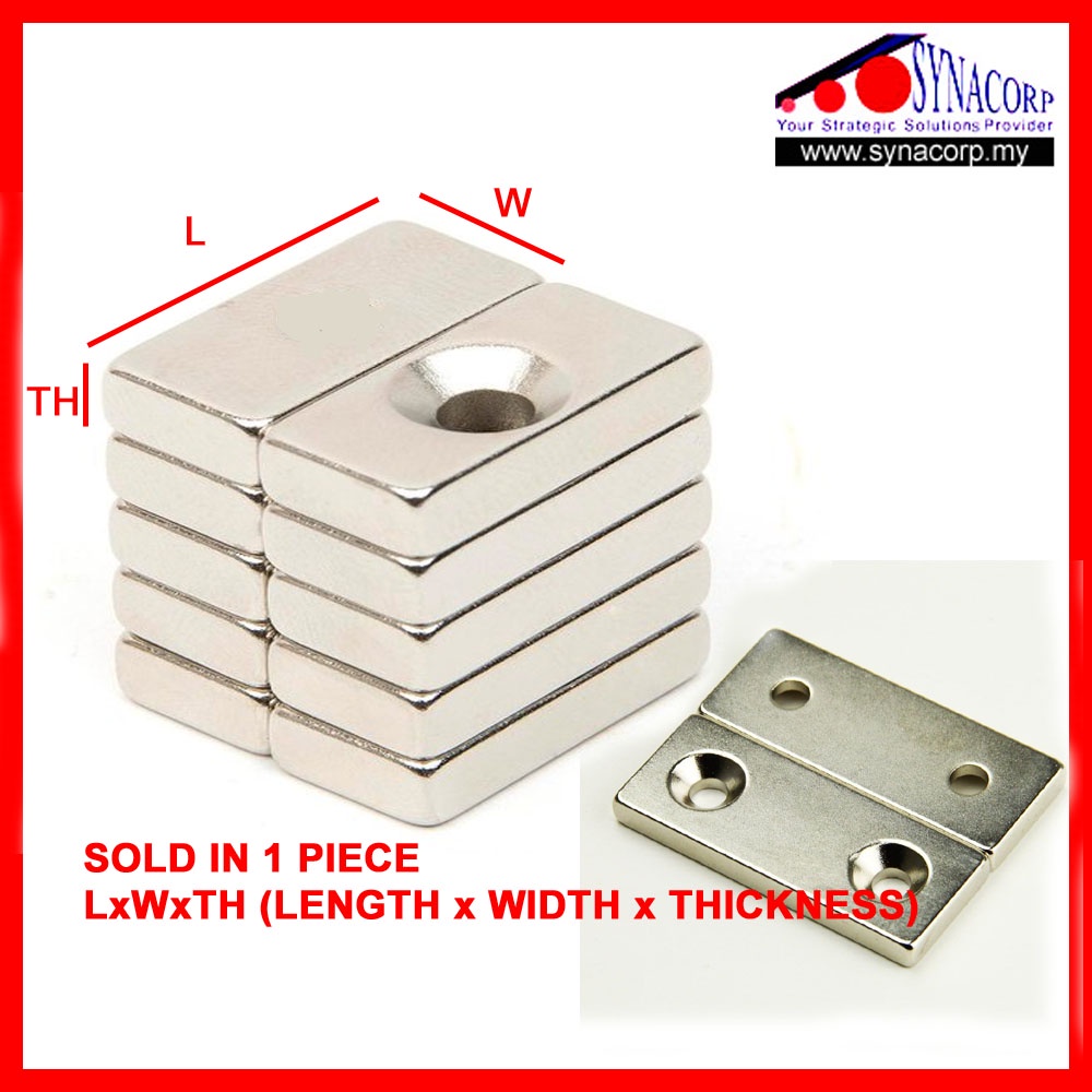 N35 NdFeB Super Strong Neodymium Magnet Rectangular With Hole Hinges ...