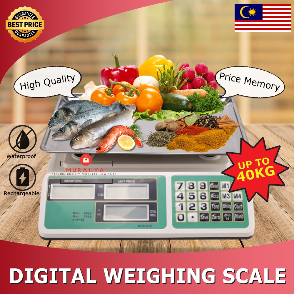 Weight scale 40KG Electronic digital weighing scale rechargeable ...