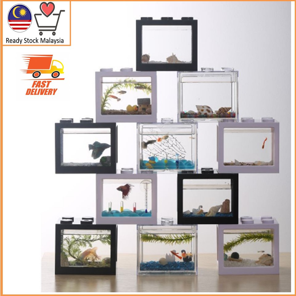 Aquarium Mini Lego Block Tank Betta Guppy Tank akuarium ikan laga ...