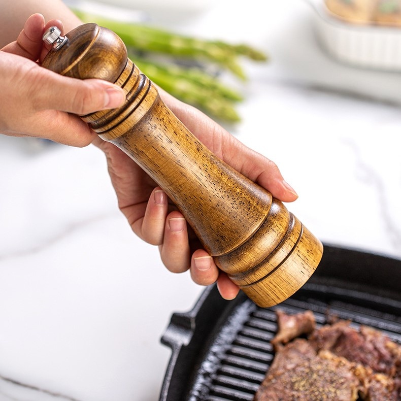 Salt Pepper Manual Grinder Black Paper Lada Hitam Wood Grinder ...