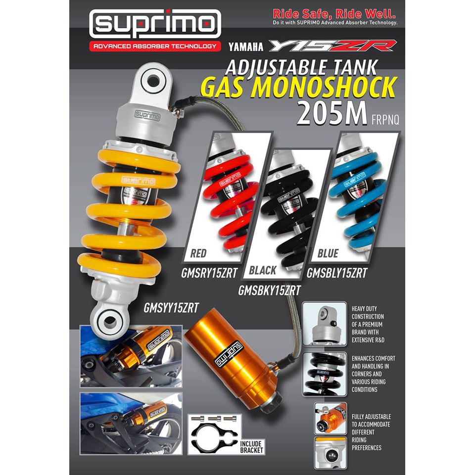 SUPRIMO Y15ZR V1 V2 / LC135 V1 V2 V3 V4 V5 V6 GAS ADJUSTABLE MONOSHOCK WITH TANK & WITHOUT TANK ...