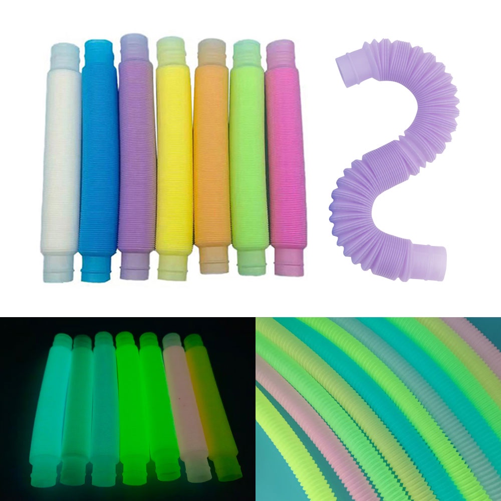 Luminous Pop Tubes Fidget Toy Sensory Plastic Pipe Fine Motor Skills ...