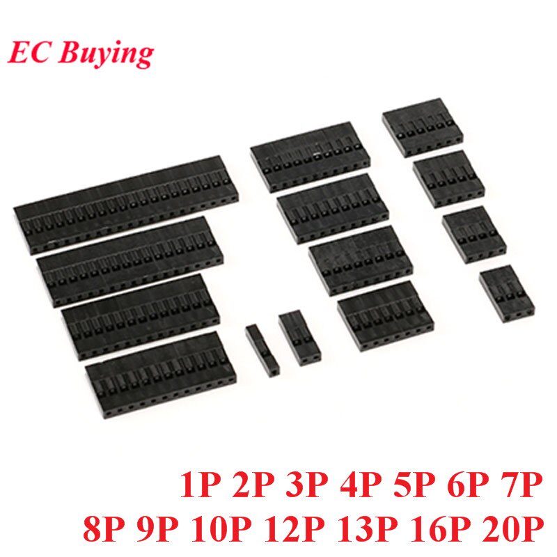 100pcs Dupont Head 2.54mm 1P 2P 3P 4P 5P 6P 7P 8P 9P 10P 12P 13P 16P 20P Plastic Connector ...