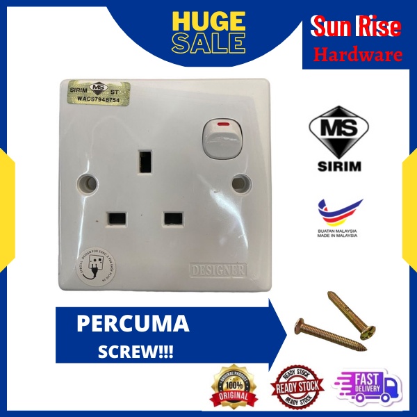 13a Single Switch Socket 13a Switch Lampu Electric Socket 13a Socket Plug Socket Dinding Wall
