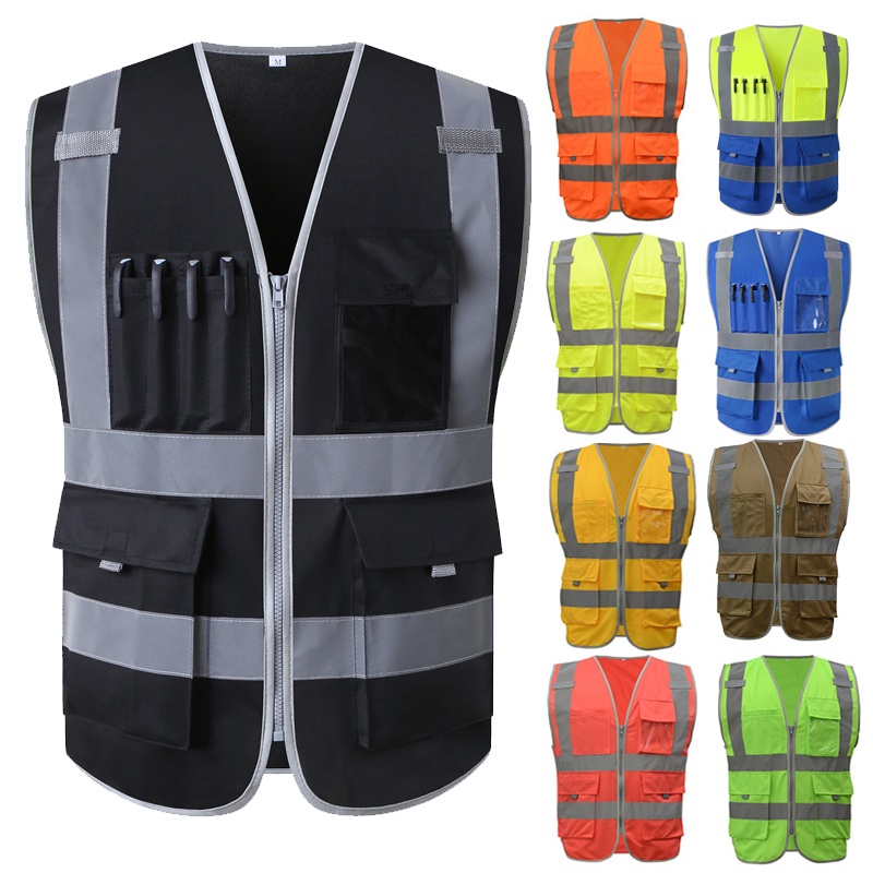 High Visibility Reflective Vest Safety Work Vest Construction Building ...