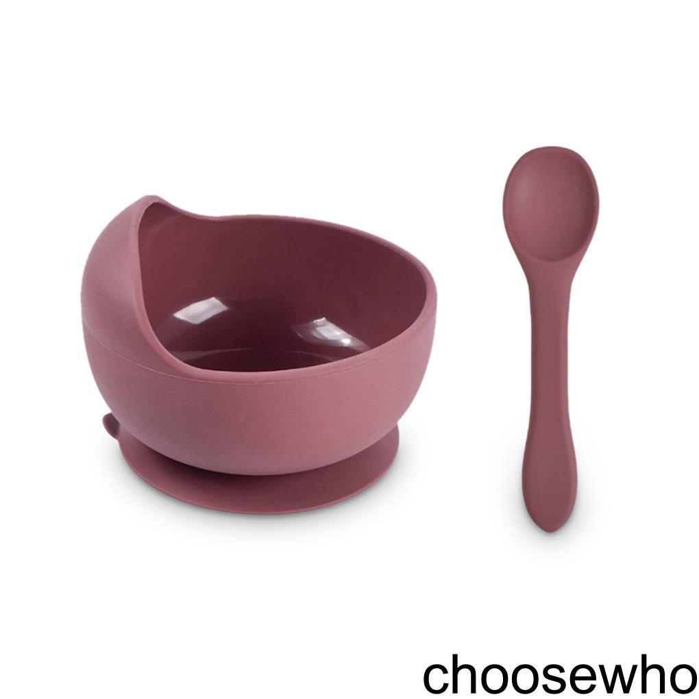 [CHOO] Silicone Baby Bowl with Suction Bottom Infant Spoon Set Toddler ...