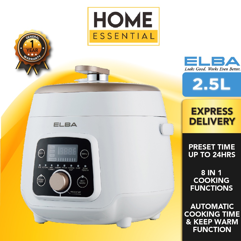 Elba Intelligent Mini Pressure Cooker 8 in 1 Cooking Function (2.5L ...