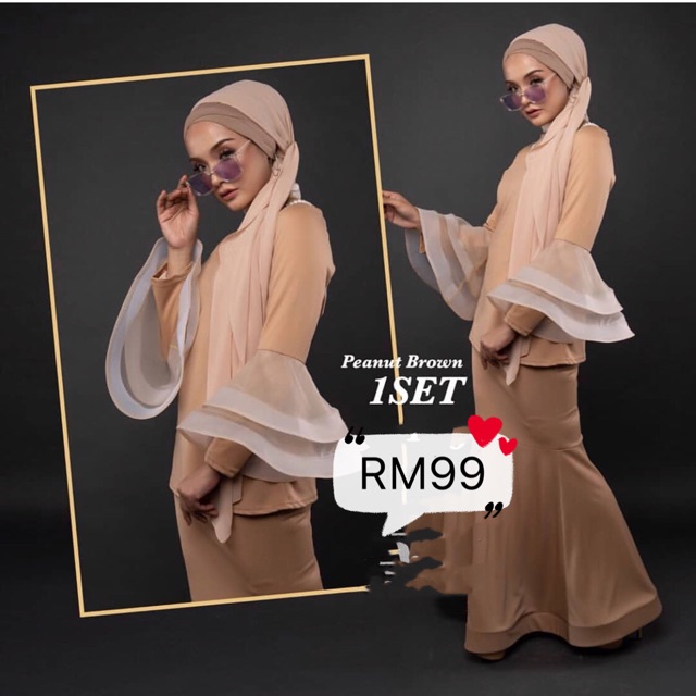 Baju raya 2018 Mermaid kurung kepuk (brown) | Shopee Malaysia