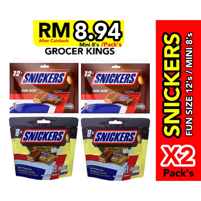 SNICKERS Fun Size 12's x2 Pack's / SNICKERS Mini 8's x3 Pack's ...