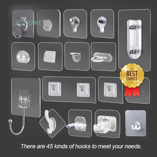 🔥[45 STYLE]🔥 Wall Hooks Seamless Screw, No-Punch Strong Adhesive Hook ...