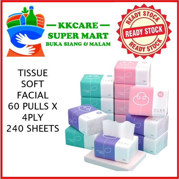 Tissue Soft Facial Tissue Paper 60 pulls x 4 Ply 240 sheets Kertas Tisu ...